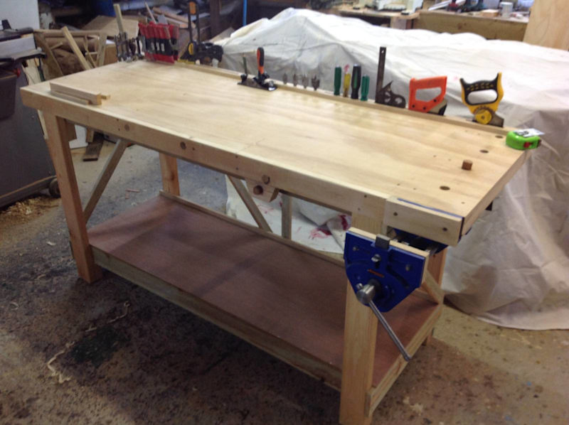 WORKBENCH with vice and bench dogs carpenter built NEW