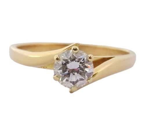 18ct Yellow Gold Solitaire Diamond Ladys Ring Size - M(0287002082980 ...
