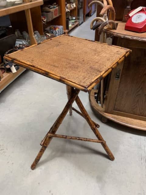 Bamboo Gypsy Table, woven cane top with tortoise shell bamboo legs ...