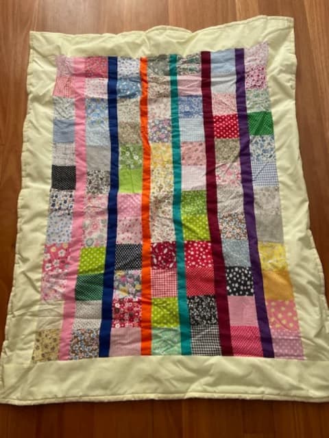 Hand-made patchwork quilt for baby cot 95cm x 120cm Colourful NEW ...
