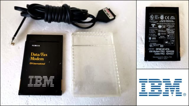 IBM V34 International Data Fax Modem PCMCIA Card with Connector Cable ...