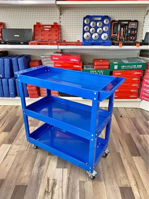 Effortless Organization: Blue 3-Tier Trolley for Easy Transport | Tool ...
