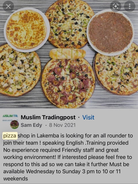 Female worker wanted for a Pizza shop in lakemba | Other Jobs | Gumtree ...