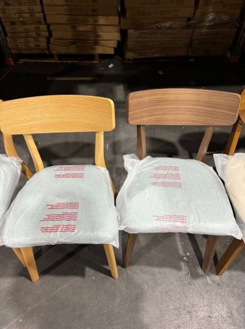 ASSEMBLED SAMPLE OXLEY DINING CHAIRS IN LOWER PRICE!! OAK & WALNUT ...