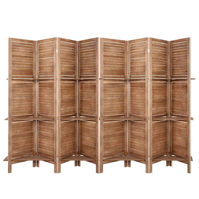 Room Divider Screen 8 Panel Privacy Dividers Shelf Wooden Timber Stand ...