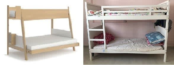 2 sets wooden bunk bed frame timber long single on top,king single bot ...