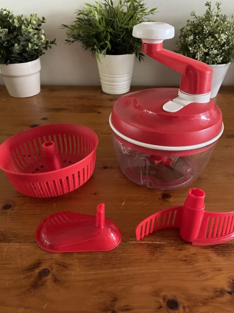 Tupperware Quick Chef Processor Mixer Whisk Spinner Happy Chopper Red ...
