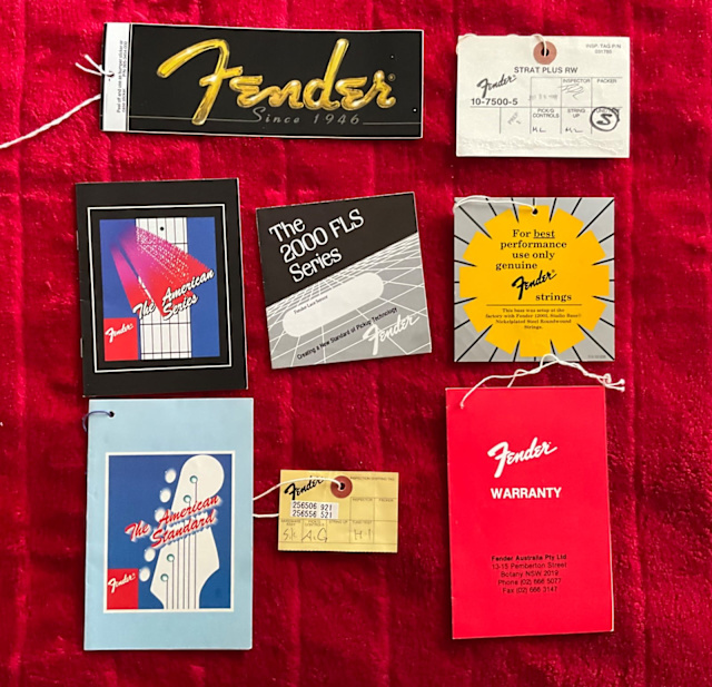 Fender Strat Plus hangs tags and Sticker (1989) Unmarked Condition ...