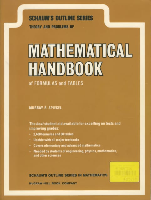 Mathematical Handbook Of Formulas And Tables Schaums Outline Series