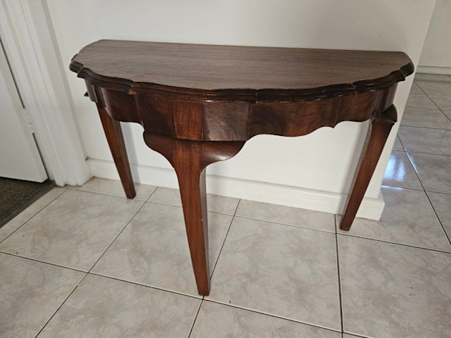 Mahogany timber semi circle side table with ornate edge - Buffets ...