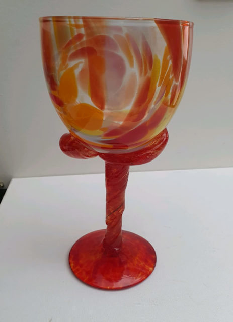 Large hand blown colourful glass goblet | Other Antiques, Art ...