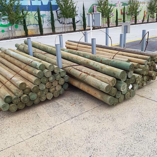 Koppers Treated Pine Log Fence Round 125mm diameter Bollards ACQ ...