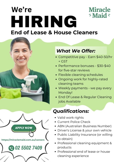 End Of Lease & House Cleaners Required - **Immediate Start** | Cleaner ...