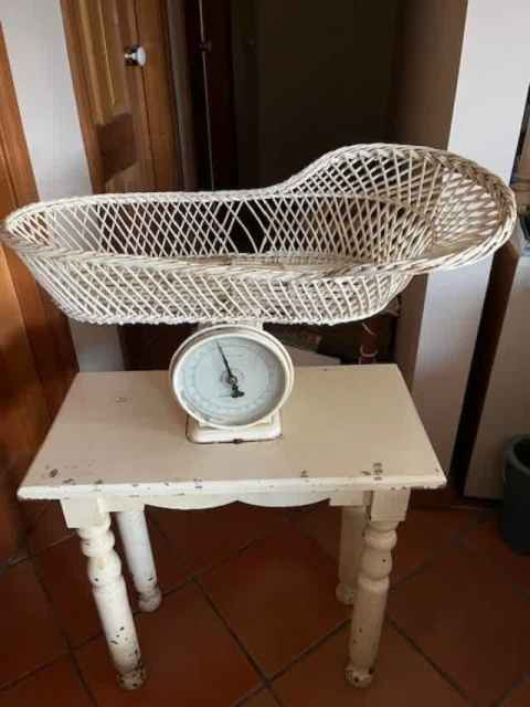 Vintage / antique John Chatillon baby scales on timber stand ...