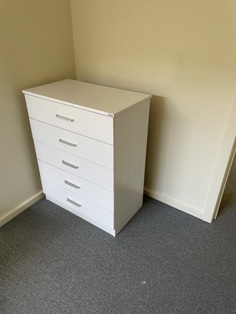 Sleek 5-Drawer Tallboy Chest Modern Storage Durable Style - Dressers ...