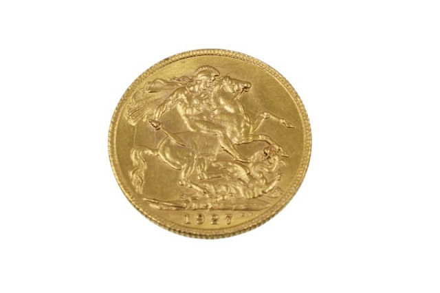 Full Sovereign 1927 Purity (%): 91.67 Diameter (mm): 21.5 Gold ...
