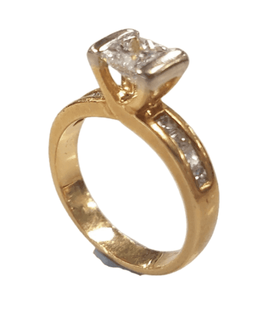 WOMENS 18K YELLOW GOLD DIAMOND RING, COMES WITH VAL, 4.96G | Women's ...