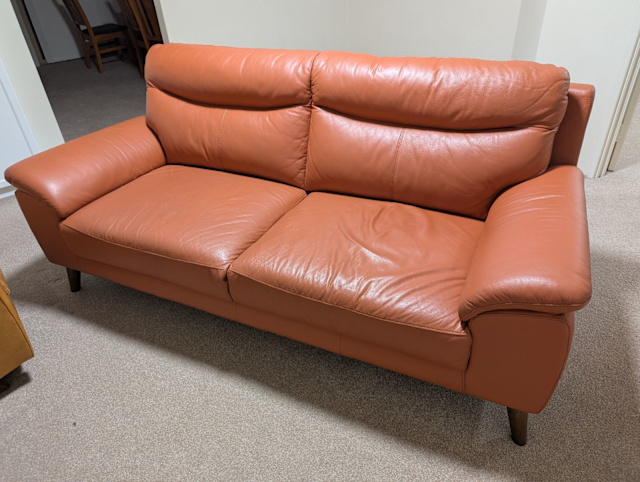 orange colour leather couch - Sofas in Victoria Park WA | Gumtree Australia