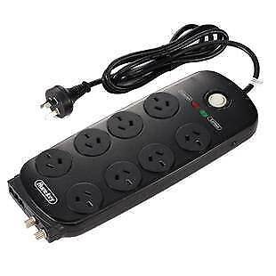 Huntkey Black 8 Outlet Power Board with Surge Protector - 1.8m ...