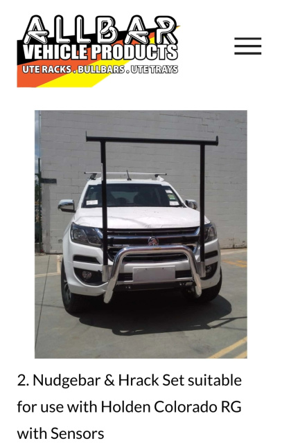 Holden Colorado 2017 RG Sports bars, ladder racks & nudge bar | Other ...