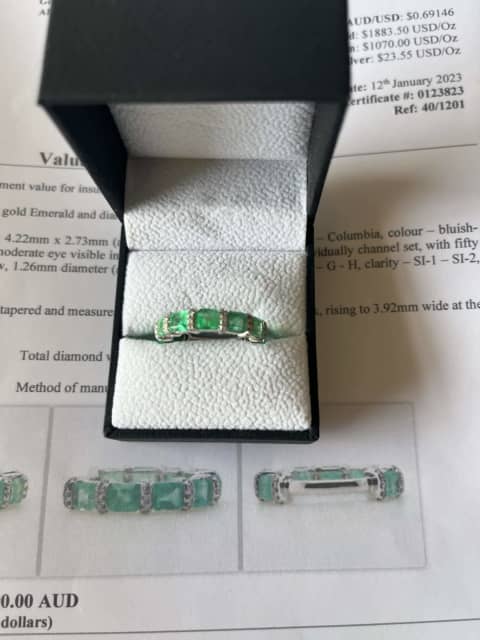 18ct (750) White Gold Emerald and Diamond Ring - Women's Jewellery in ...