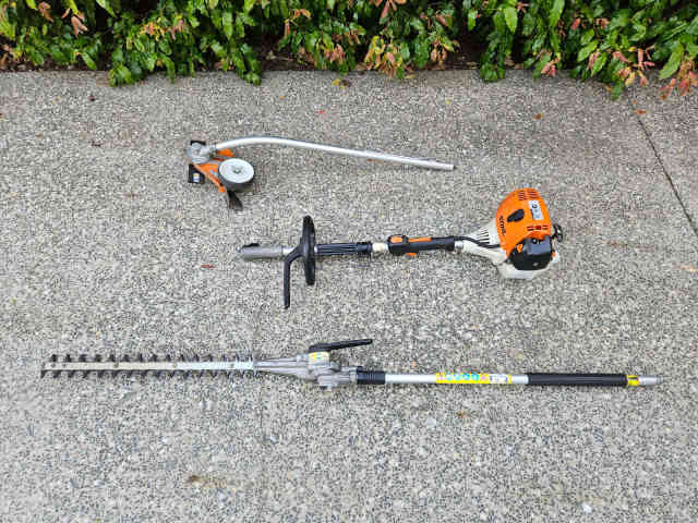 Stihl KM90R Kombi System Powerhead + Hedge Trimmer attachment + Edger ...