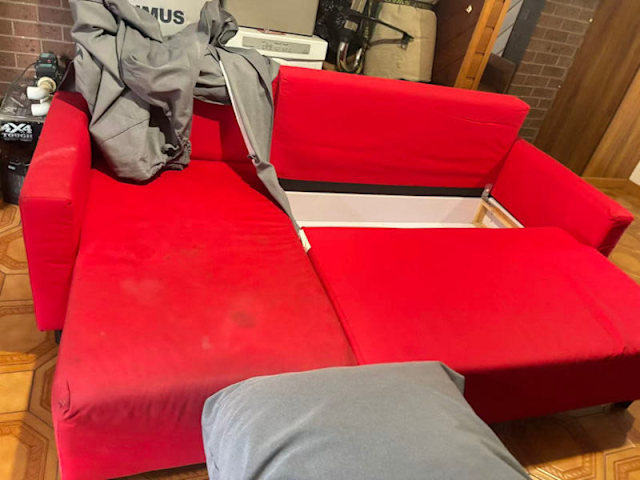 L shape Fabric sofa with storage can convert to bed with grey color co ...