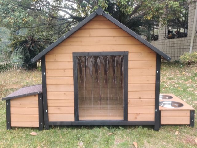 Labrador Dog House Wooden Extra Large Kennel with 2 Pet Bowls, Storage ...