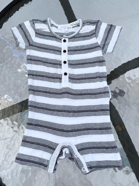Short Purebaby striped onesie newborn 000 soft cotton white blue grey ...
