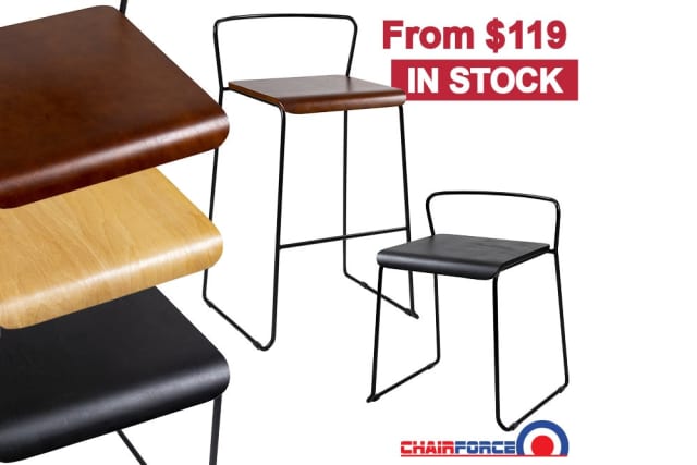 ZOLA SLED STYLE STOOL - Wooden seat, powder coated legs! | Stools & Bar ...