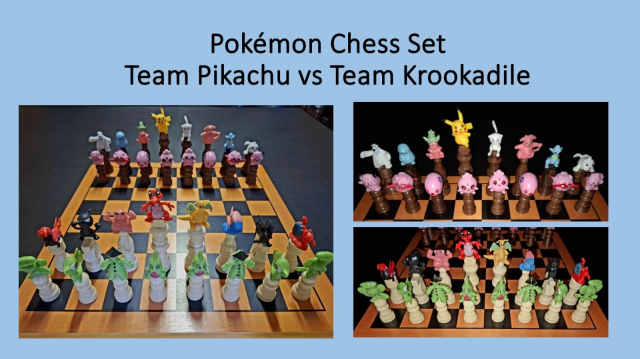 Pikachu vs Krookadile Pokémon Themed Chess Set incl Board & Checkers ...