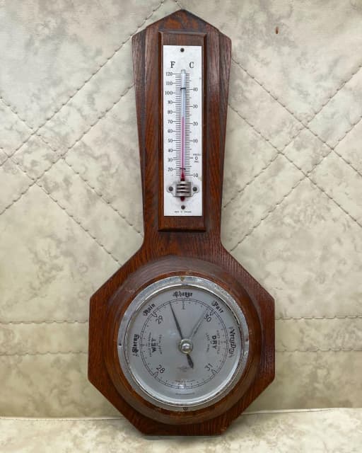 Collectible C.1940s Wall Mount SB British Barometer in Oak Case ...