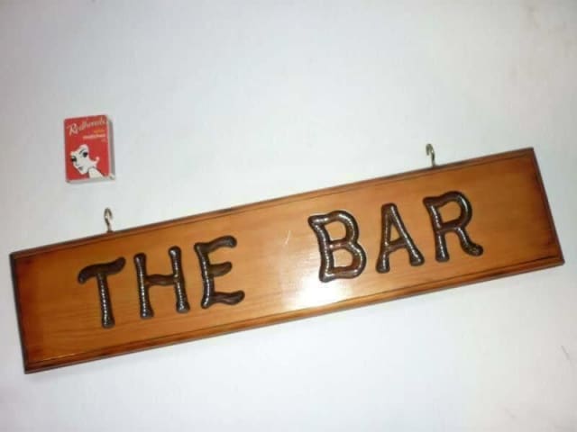 Carved Solid Wood Sign THE BAR with Burnt Finish Deep Lettering ...