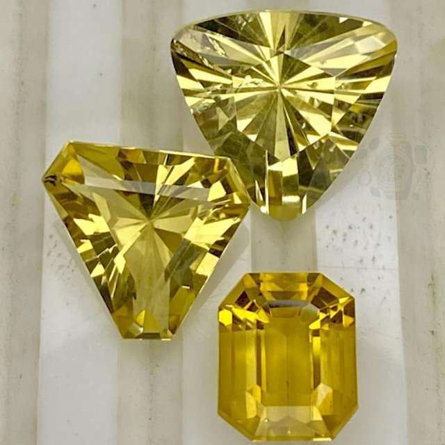 Certified 9.30ct Golden Citrine Trio Fancy Cut Natural Gemstones ...