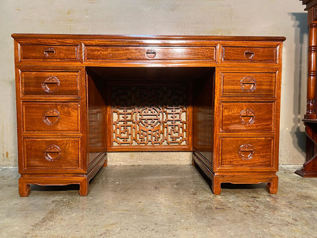 Good condition Chinese solid rosewood desk with 9 drawers - Desks in ...
