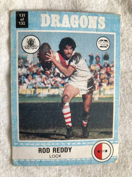 1977 SCANLENS RUGBY LEAGUE CARD - # 131 ROD REDDY – DRAGONS – ST GEORG ...