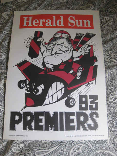 Essendon FC WEG 1993 Premiership Poster - ORIGINAL / Authentic ...