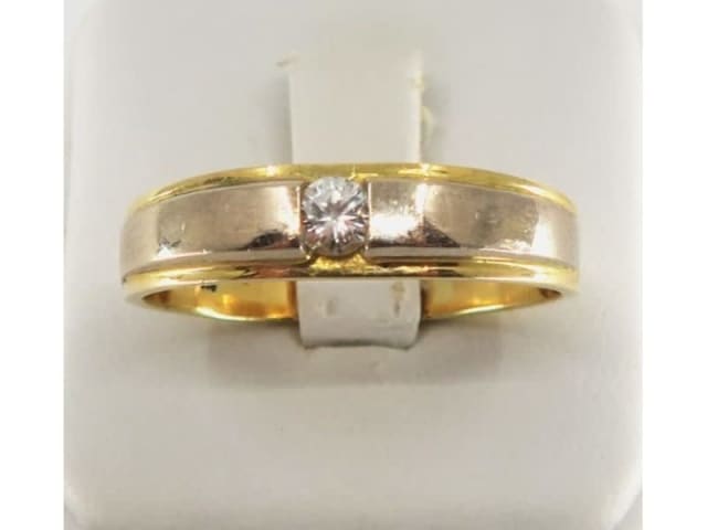 18ct Yellow And White Gold Mens Diamond Ring Size Y 024300264591 | Men ...