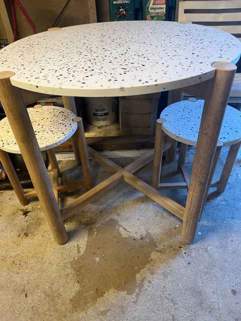 Freedom Furniture Terrazzo Concrete Resin Table and 2 Stools - Dining ...