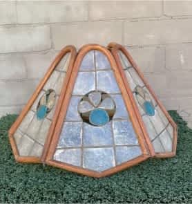 Vintage 40cm Shell & Cane Ceiling Light Shade Stained Glass Look A247 ...