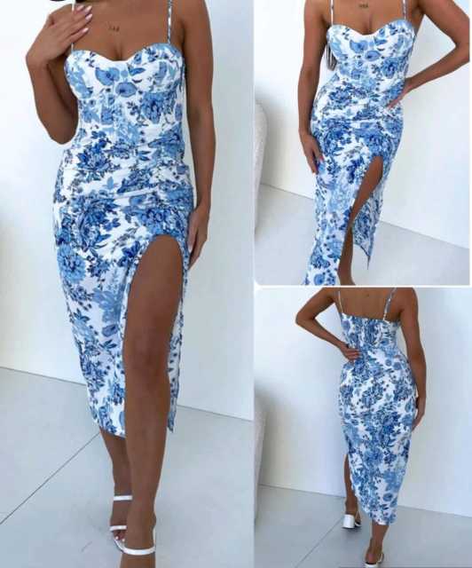 RUBY SEES | Astra Midi - Elegant Blue Floral Dress. - Dresses & Skirts ...