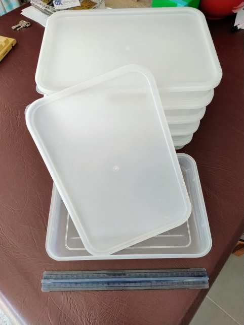 Six flat approx A4 size plastic storage containers - Other Home ...