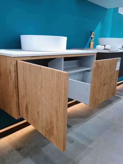 950mm Fluted Prime Oak Wall Hung MDF Bathroom Vanity - Building ...