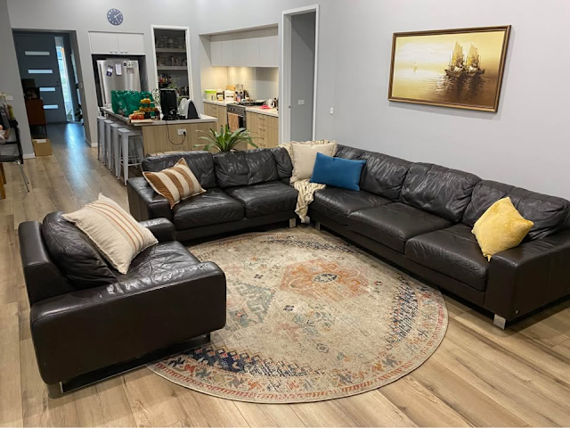 Freedom Furniture AUTOGRAPH Leather Modular Lounge + Armchair - Sofas ...