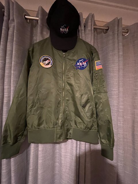 NASA Green jacket 100th Shuttle Mission &Cap(capboughtatCapeCanaveral ...