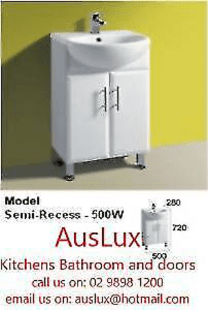 Brand New 500 skinny SemiRecess Vanity AusLux kitchens bathrooms ...
