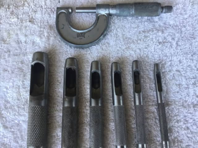 6 Piece 1/4 inch upto 1/2 inch Hole Punch Set and a DCMT Micrometer ...