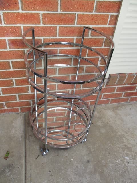 Modern Retro Circular Round Chrome 2 tier Drinks Cart Tea Trolley ...