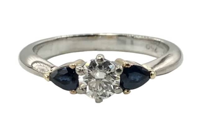 18ct White and Yellow Gold Sapphire and Diamond Ring | Women's ...