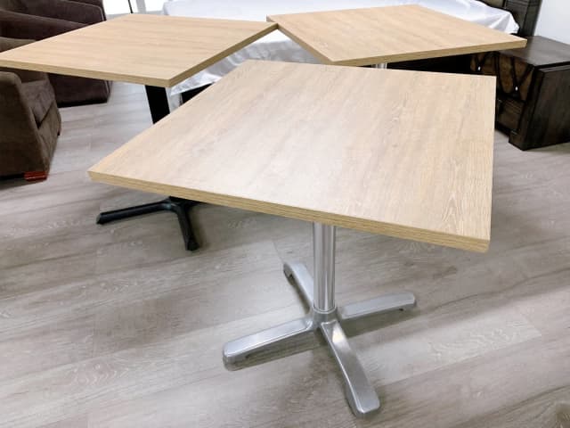 Laminate Square Table with Metal Base $180Each | Dining Tables ...